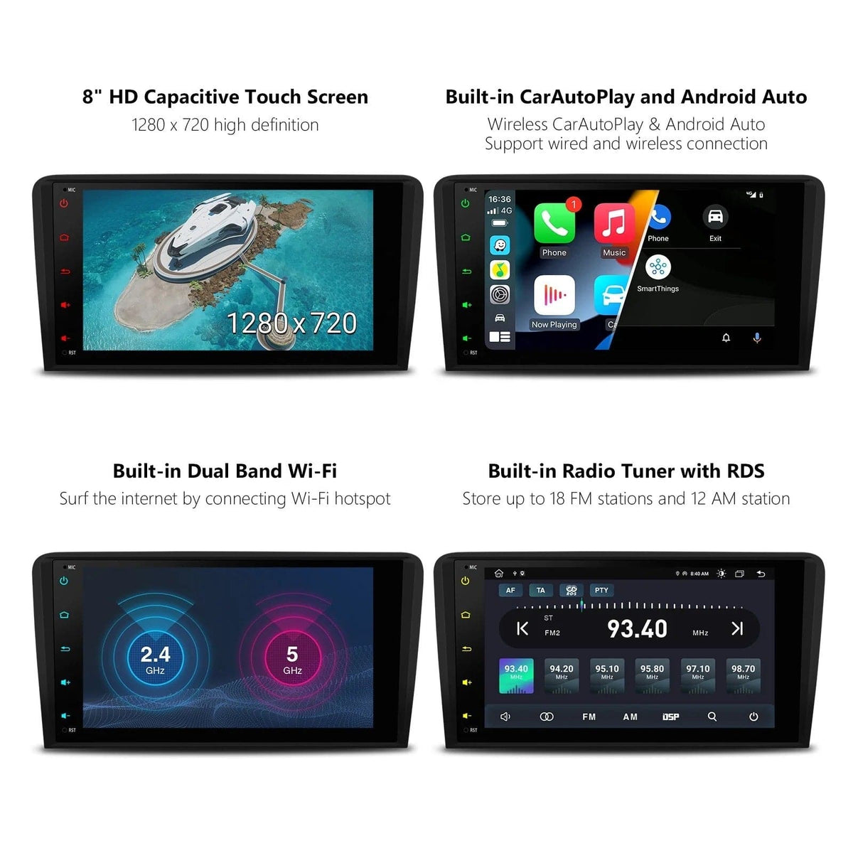 CTB-D568P | AUDI A3 8p CARTABLET 8 POLLICI ANDROID AUTO APPLE CARPLAY ...